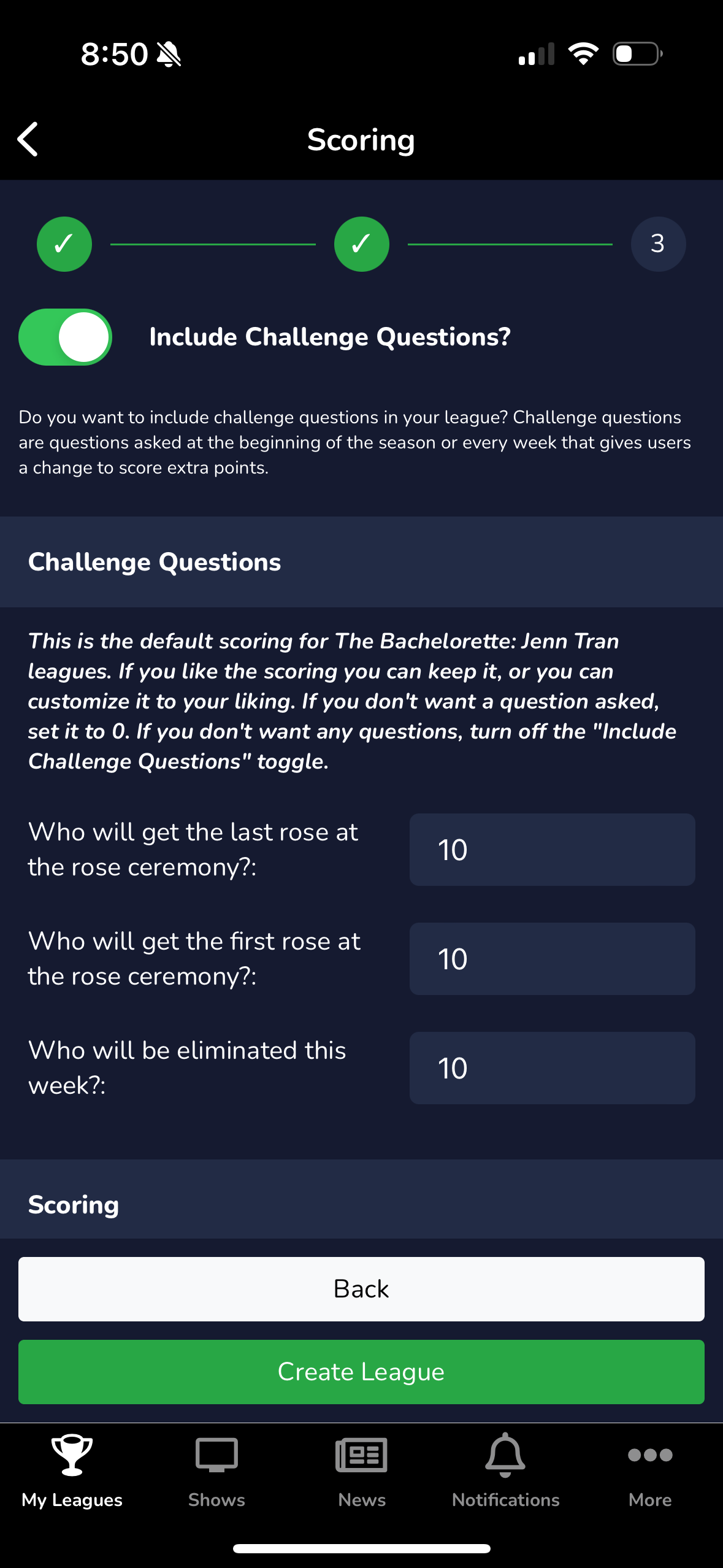 New Feature: Challenge Questions! - RealTVFantasy